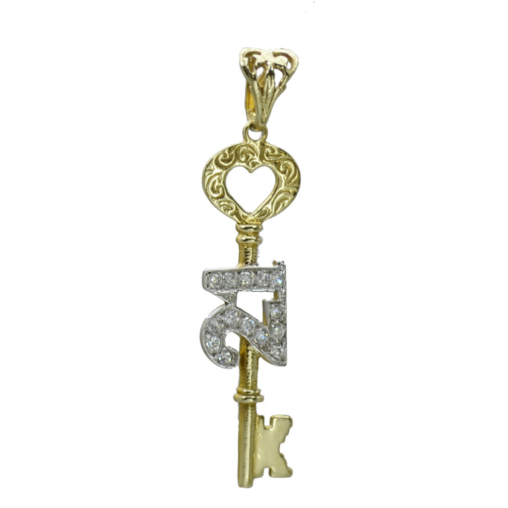 Gold 21st Birthday key Pendant